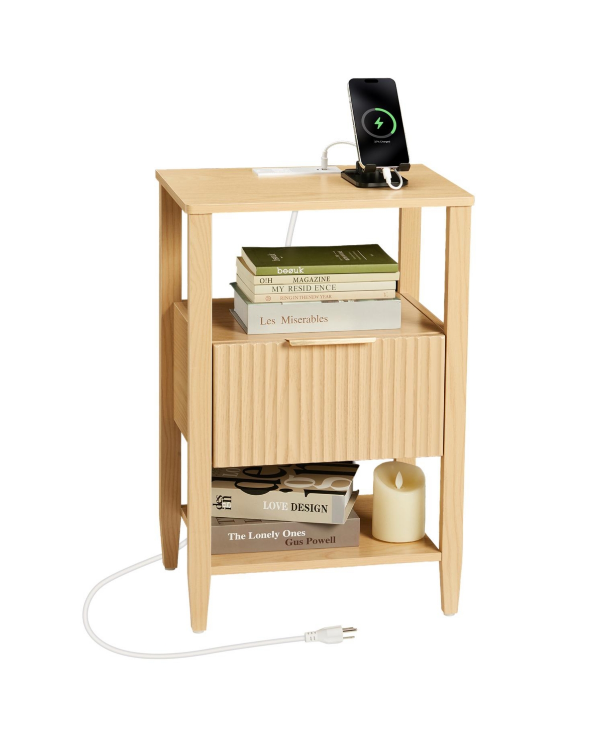 Click here for Gaomon Two-tier nightstand with drawers unique wav... prices