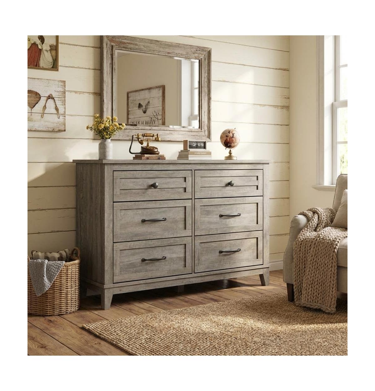 Click here for homfan 6 Drawer Dresser for Bedroom Classic Wide W... prices