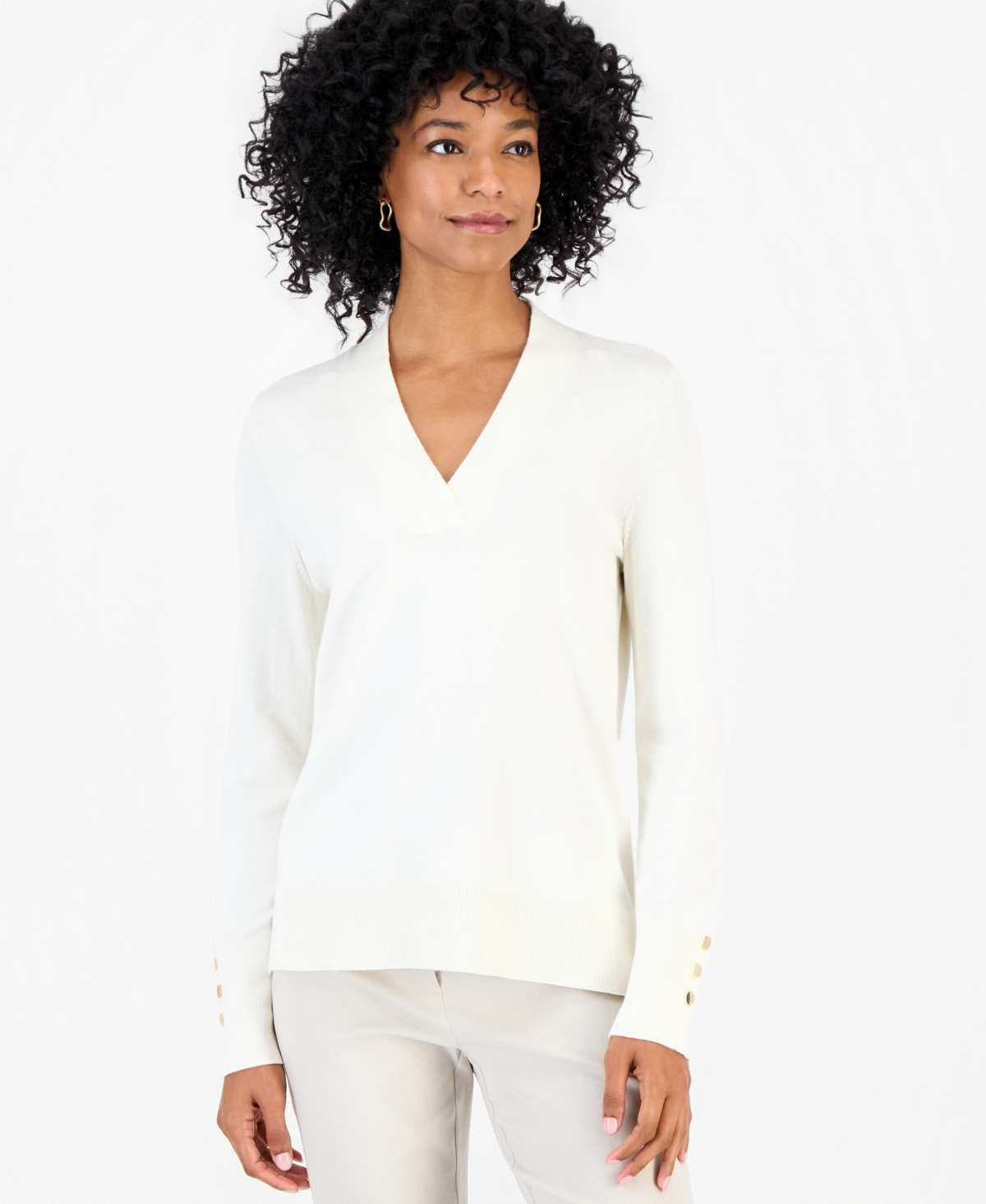 Click here for Jm Collection Womens High-Low Hem V-neck Sweater... prices