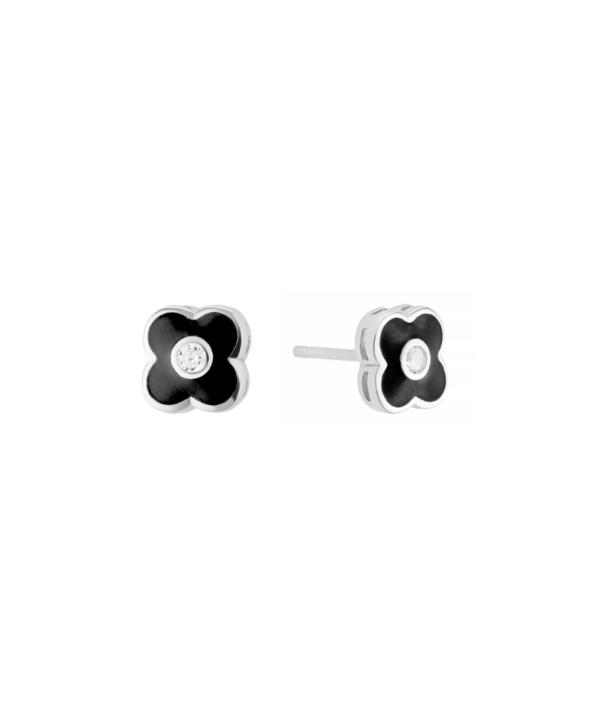 Click here for Macys Black Enamel Clover with Cubic Zirconia Stud... prices