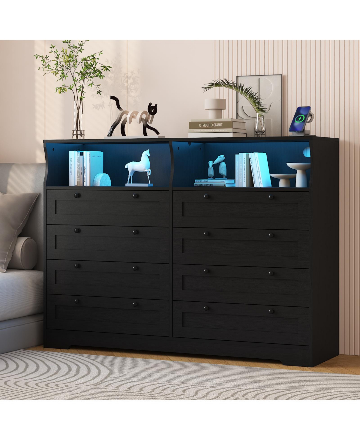Click here for gaomon 8 Drawer Wooden Dresser for Bedroom with Le... prices