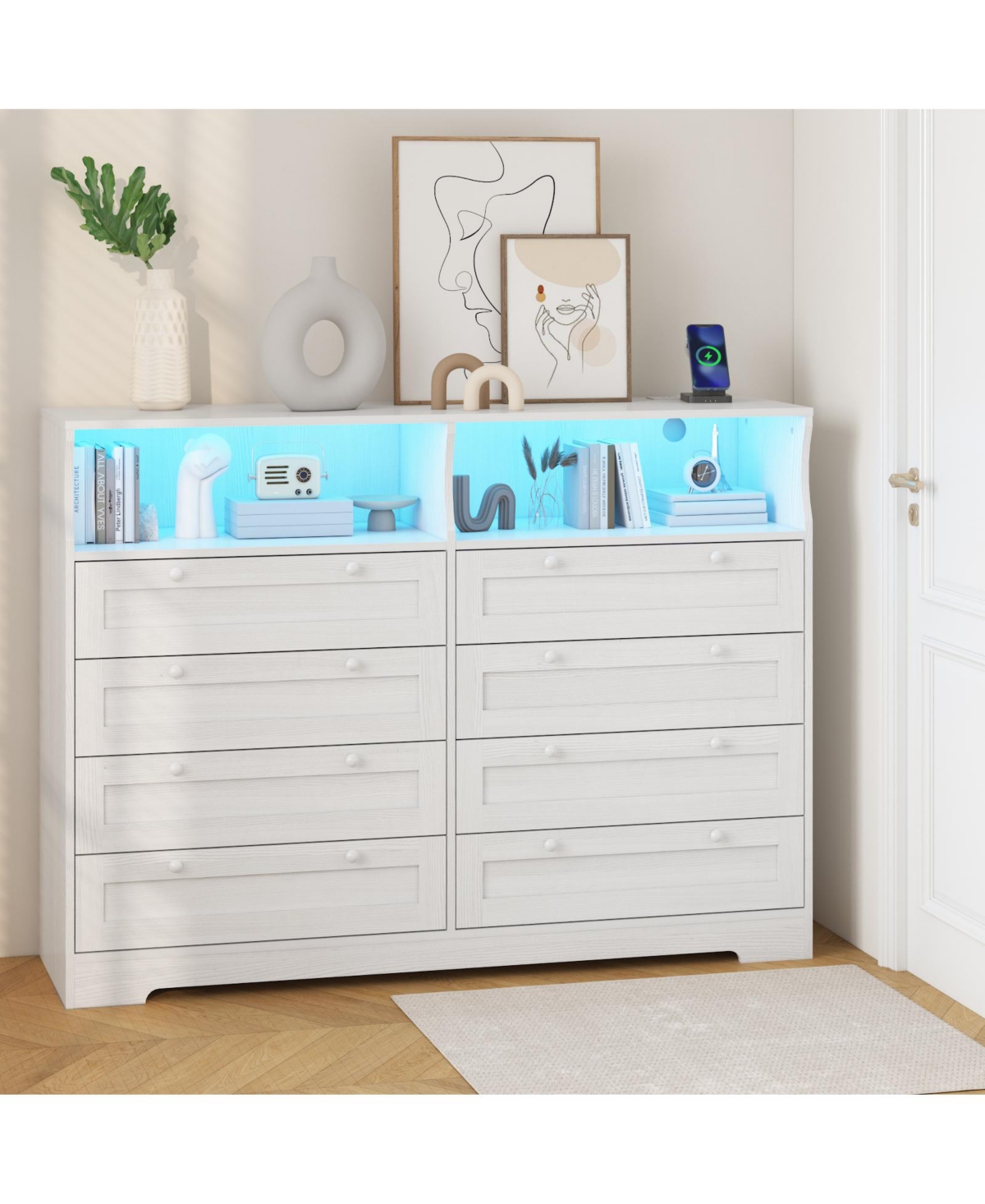 Click here for gaomon 8 Drawer Wooden Dresser for Bedroom with Le... prices