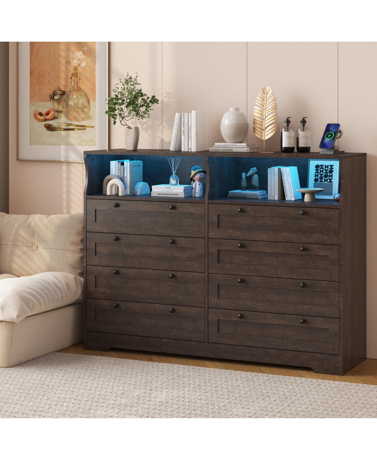 Click here for gaomon 8 Drawer Wooden Dresser for Bedroom with Le... prices