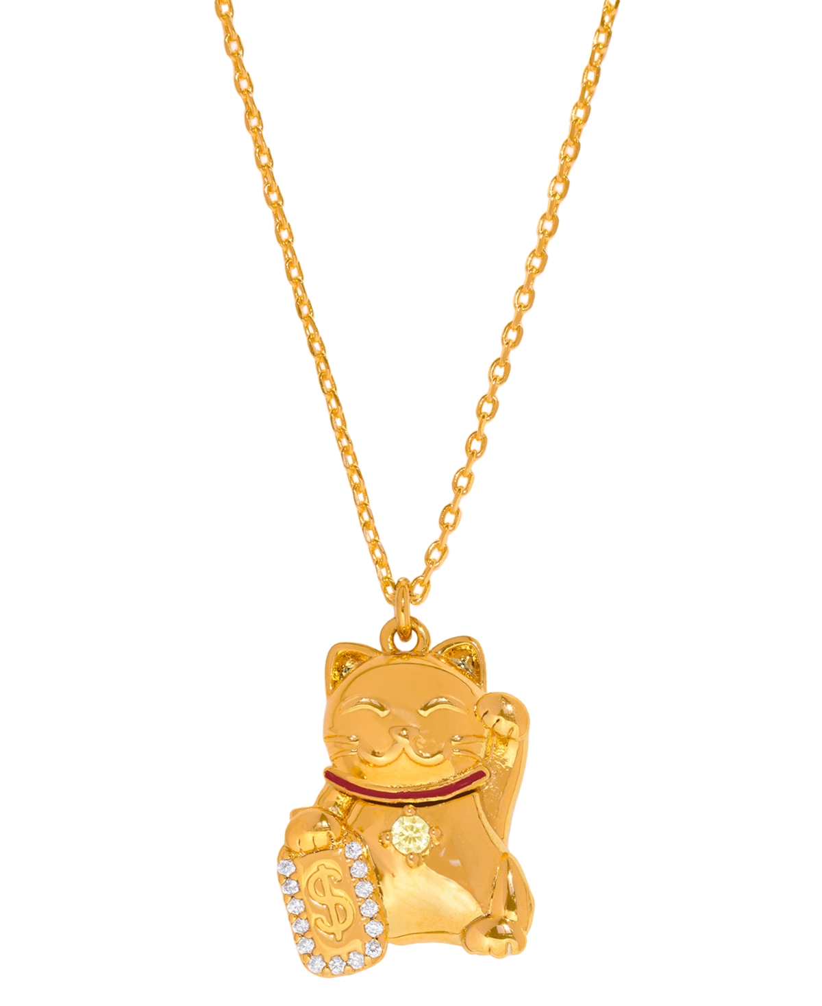 Click here for Girls Crew Crystal Lucky Cat Locket Necklace - Gol... prices