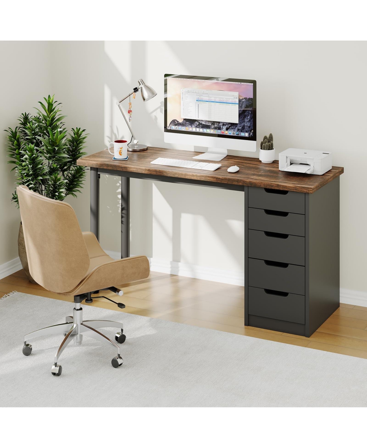 Click here for homfan Computer Desk with 5 Drawers  Home Office W... prices