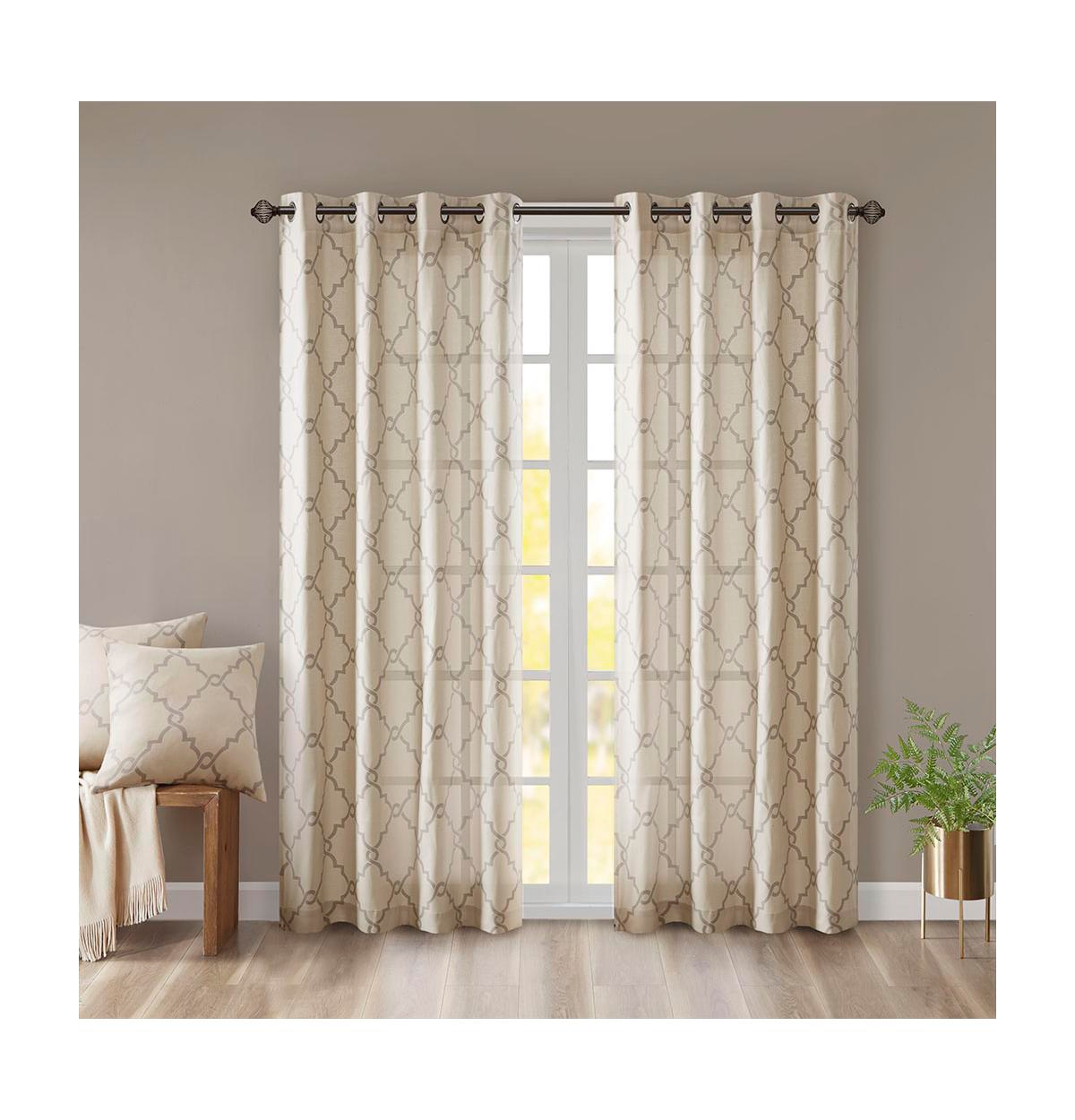 Click here for Avobird Fretwork Print Grommet Top Window Curtain... prices