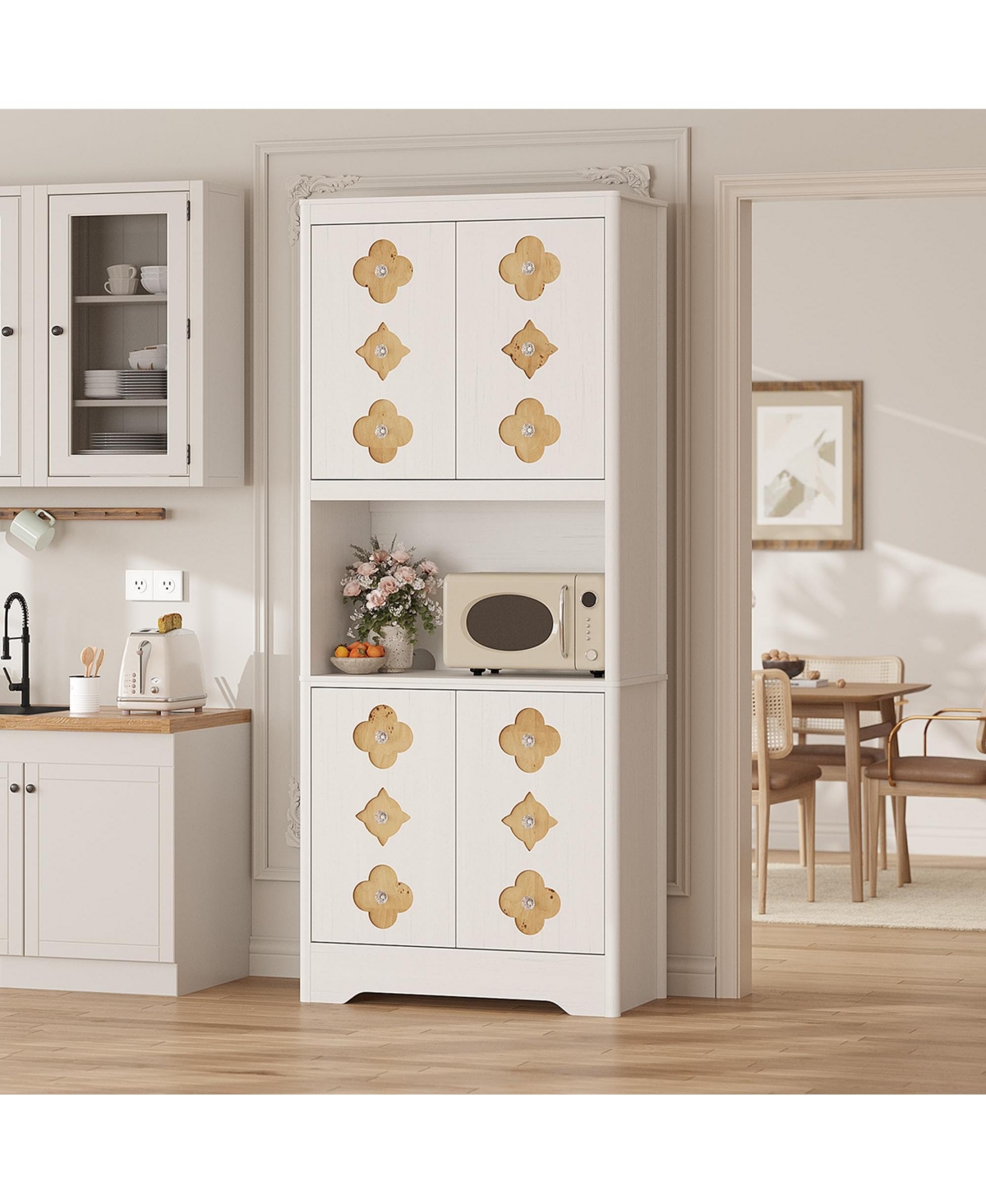 Click here for homfan Pantry Cabinet with Carved Door  72 Tall Ki... prices