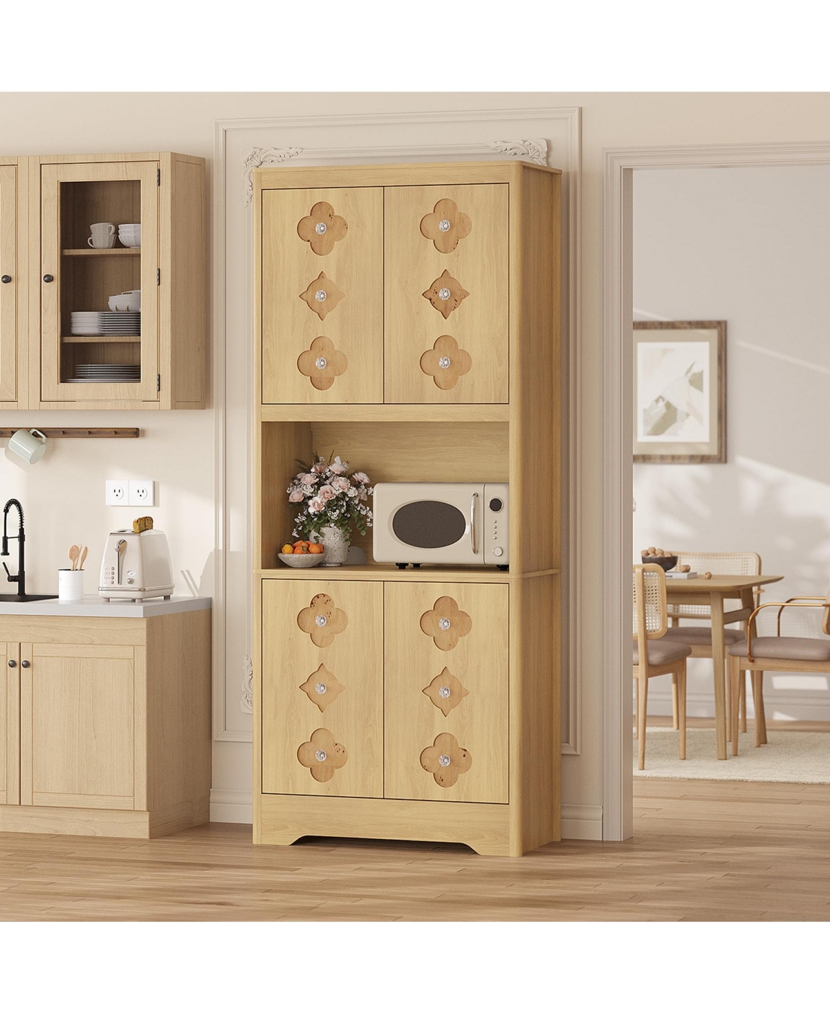 Click here for homfan Pantry Cabinet with Carved Door  72 Tall Ki... prices