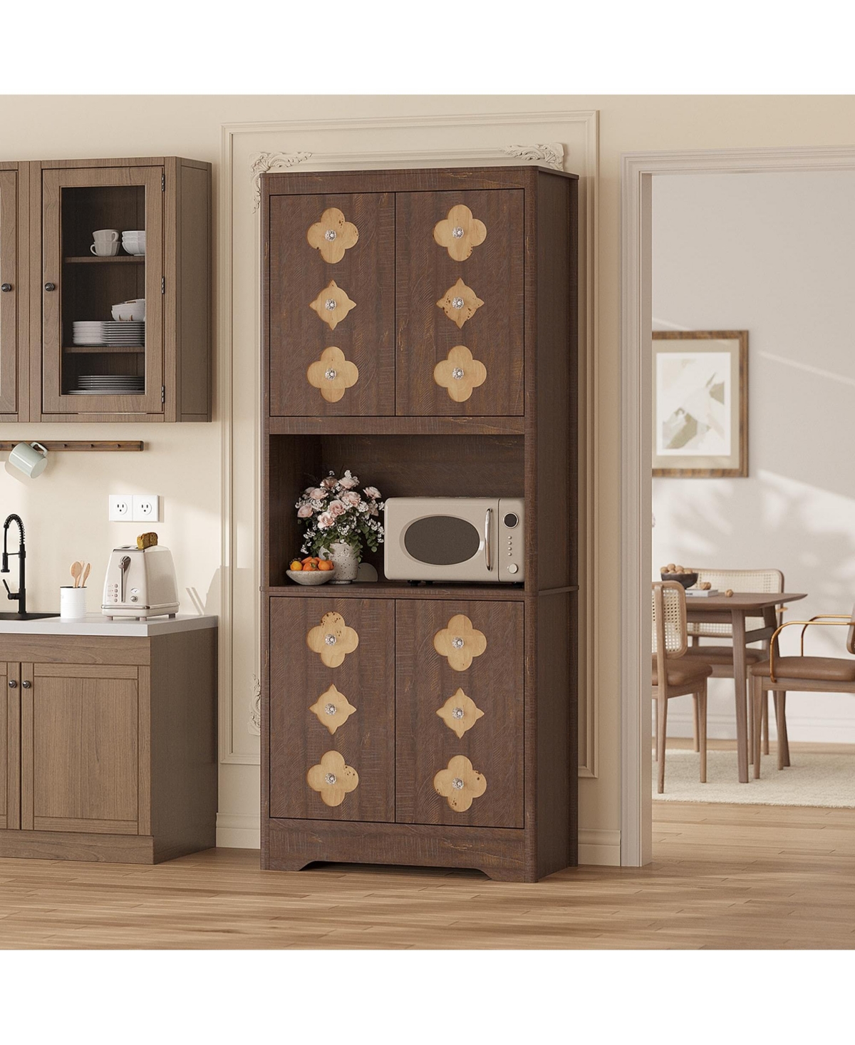 Click here for homfan Pantry Cabinet with Carved Door  72 Tall Ki... prices