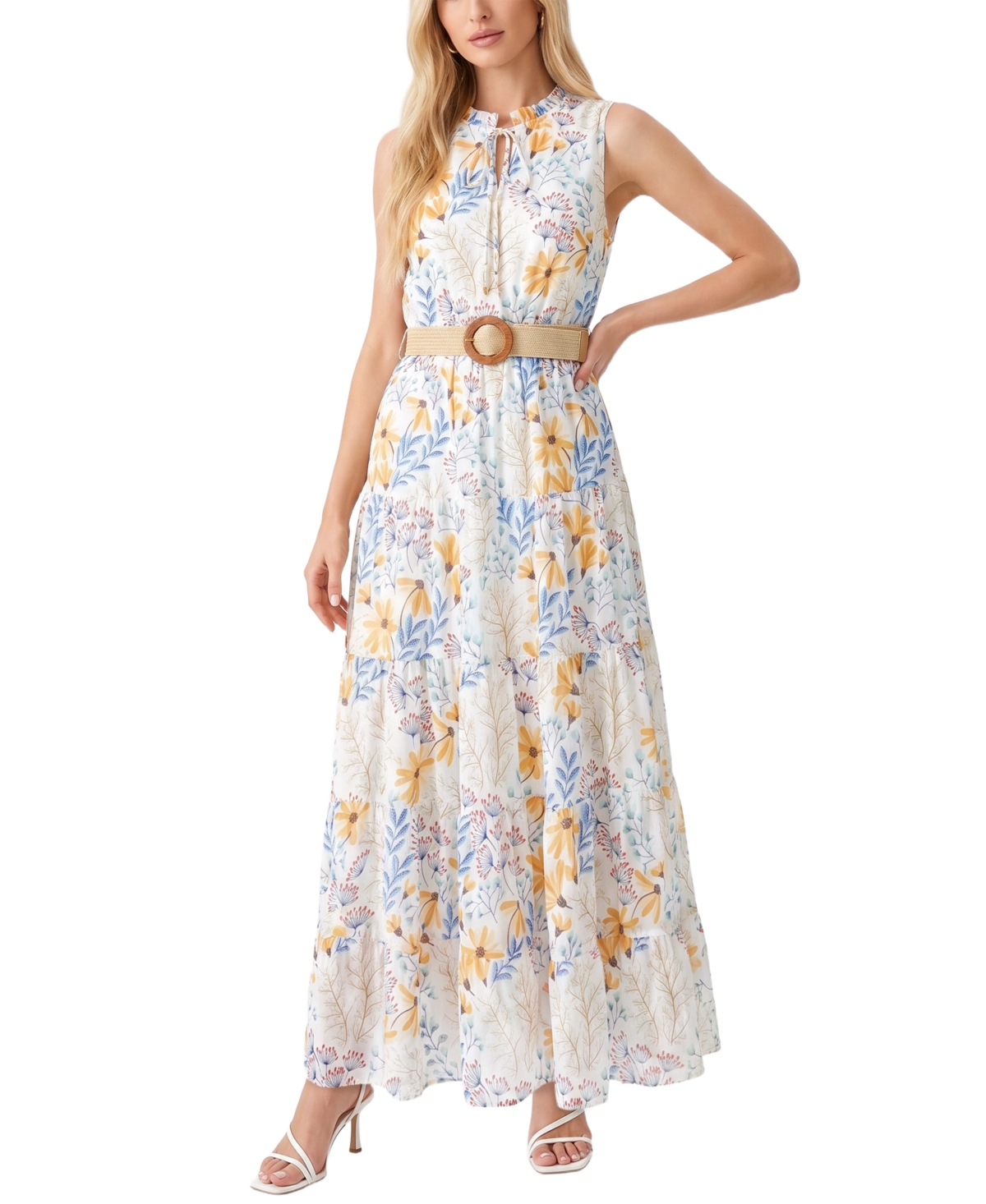Click here for Ny Collection Womens Sleeveless Tiered Maxi Dress... prices