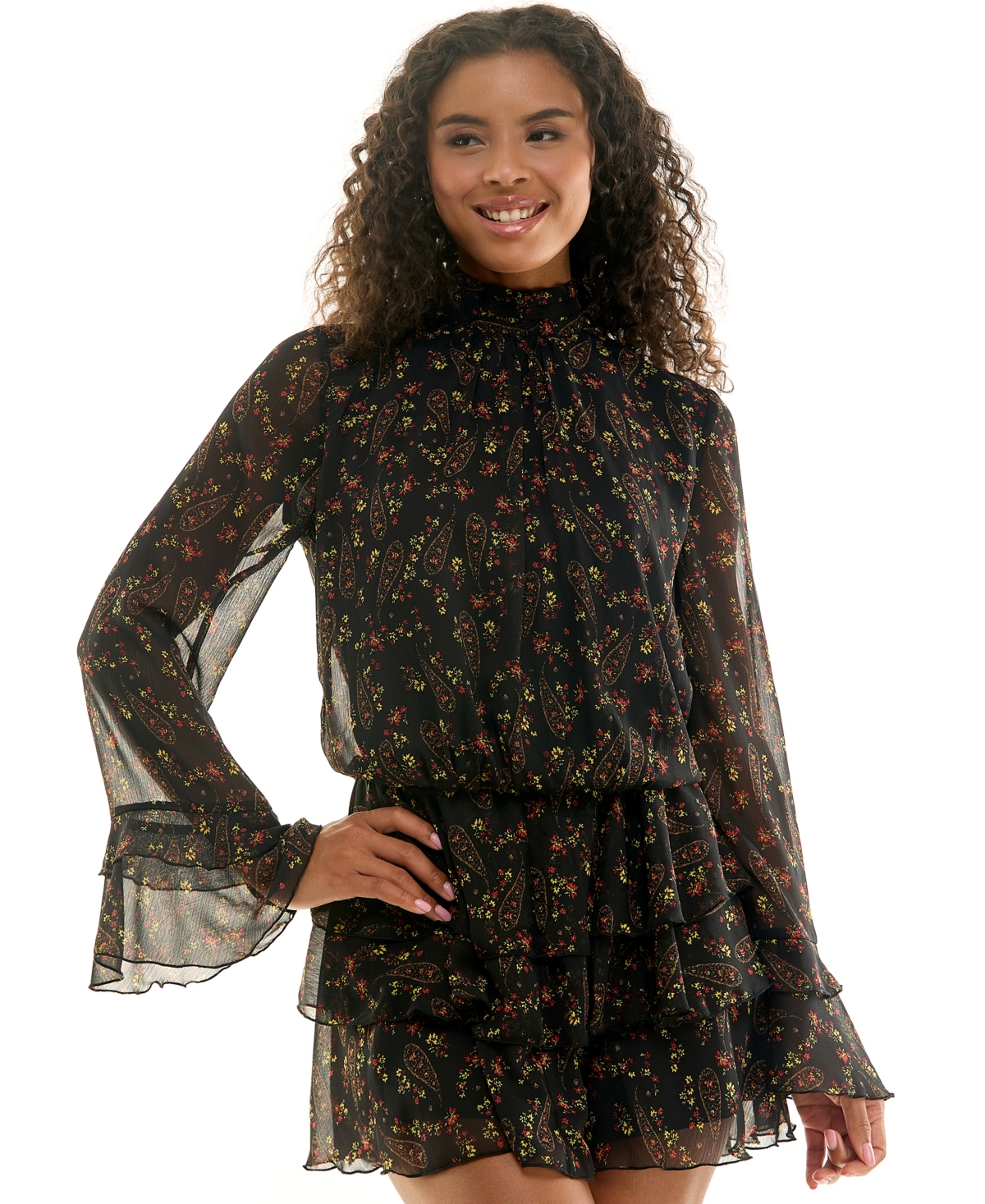 Click here for Seni & Cade Juniors Mock Neck Mini Dress - Black m... prices