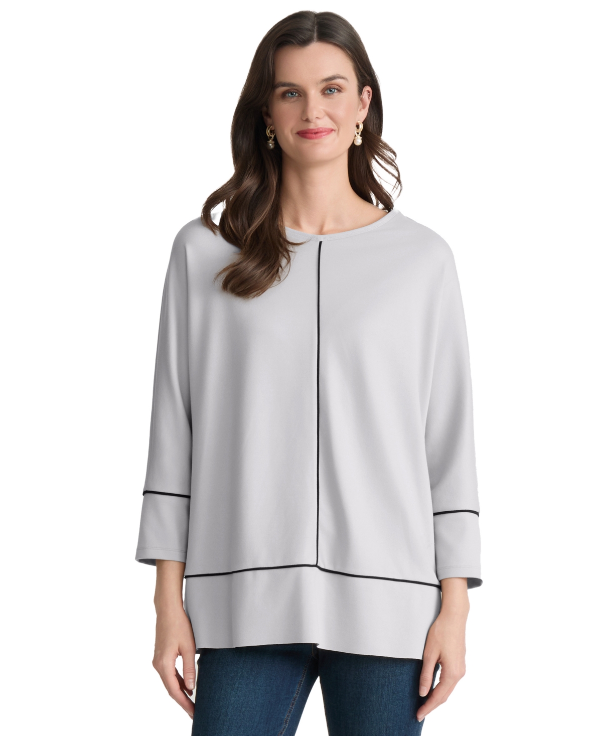 Click here for Jones New York Womens Crewneck Tunic - White Sand prices