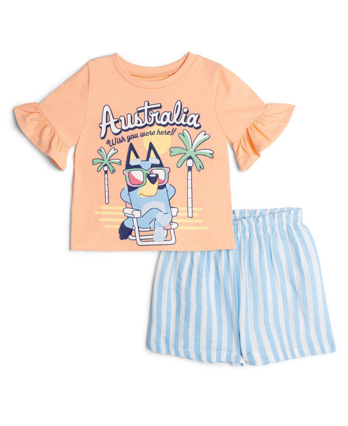 Click here for Bluey Toddler Girls T-Shirt and Chambray Shorts Ou... prices