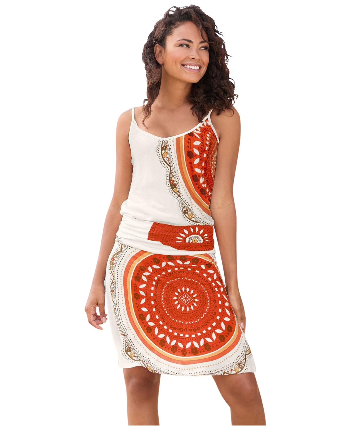 Click here for Lascana Womens Adjustable Tank Dress - Orange mult... prices