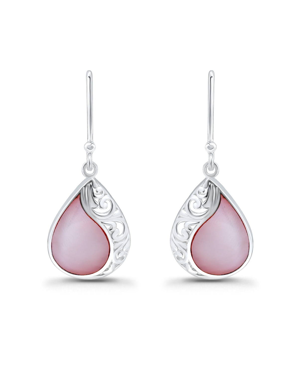 Click here for Macys Pink Shell Inlay Fine Silver-Plated Teardrop... prices