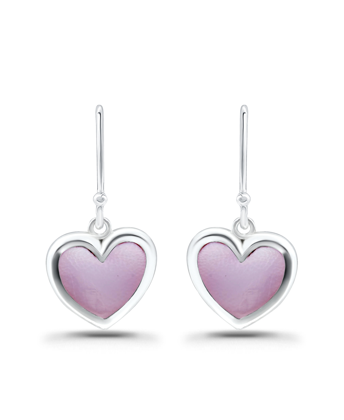 Click here for Macys Pink Shell Inlay Fine Silver-Plated Heart Fi... prices