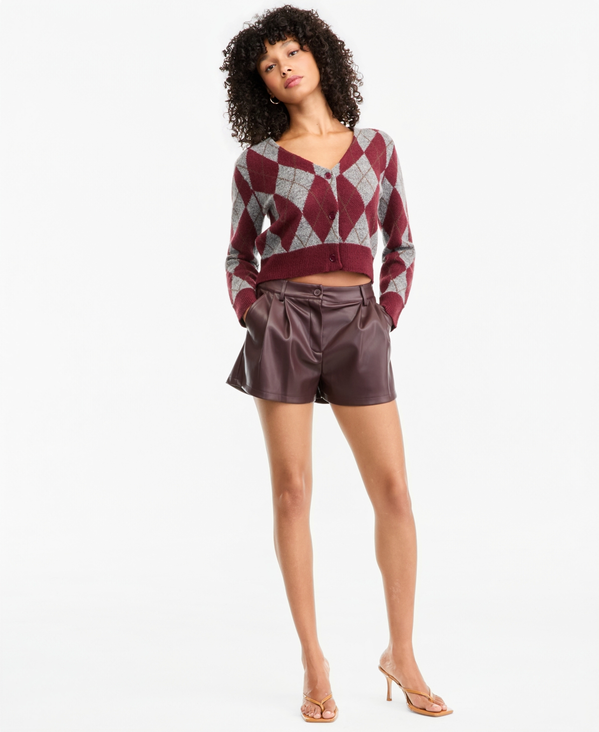 Click here for Bar Iii Womens High-Waisted Pleated Faux-Leather S... prices
