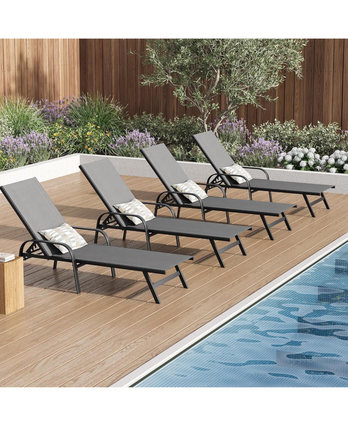 Click here for homfan Set of 4 Outdoor Lounge Chairs  Adjustable... prices