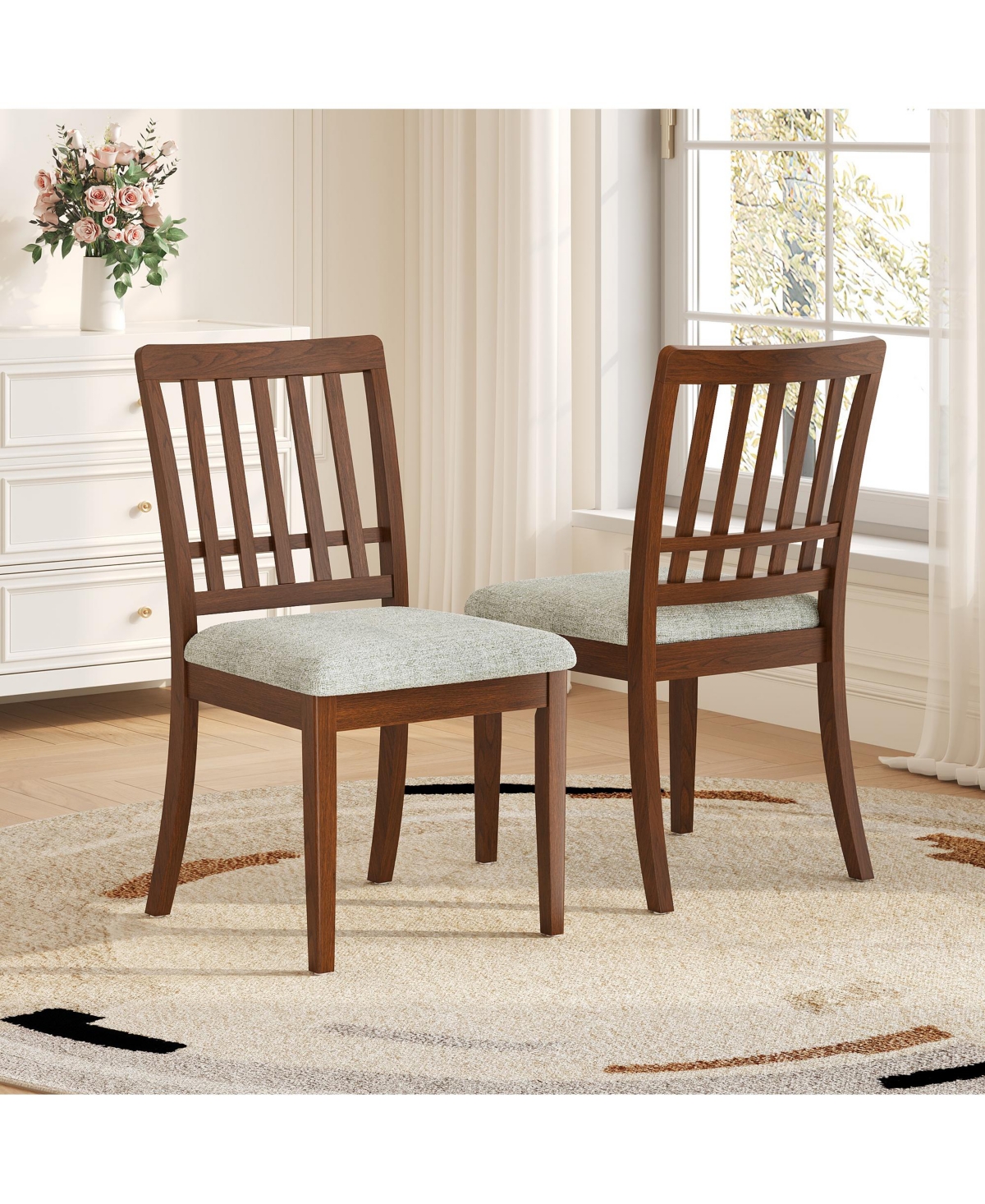 Click here for Flynama Set of 2 Rubberwood Lvl Fabric Dining Chai... prices
