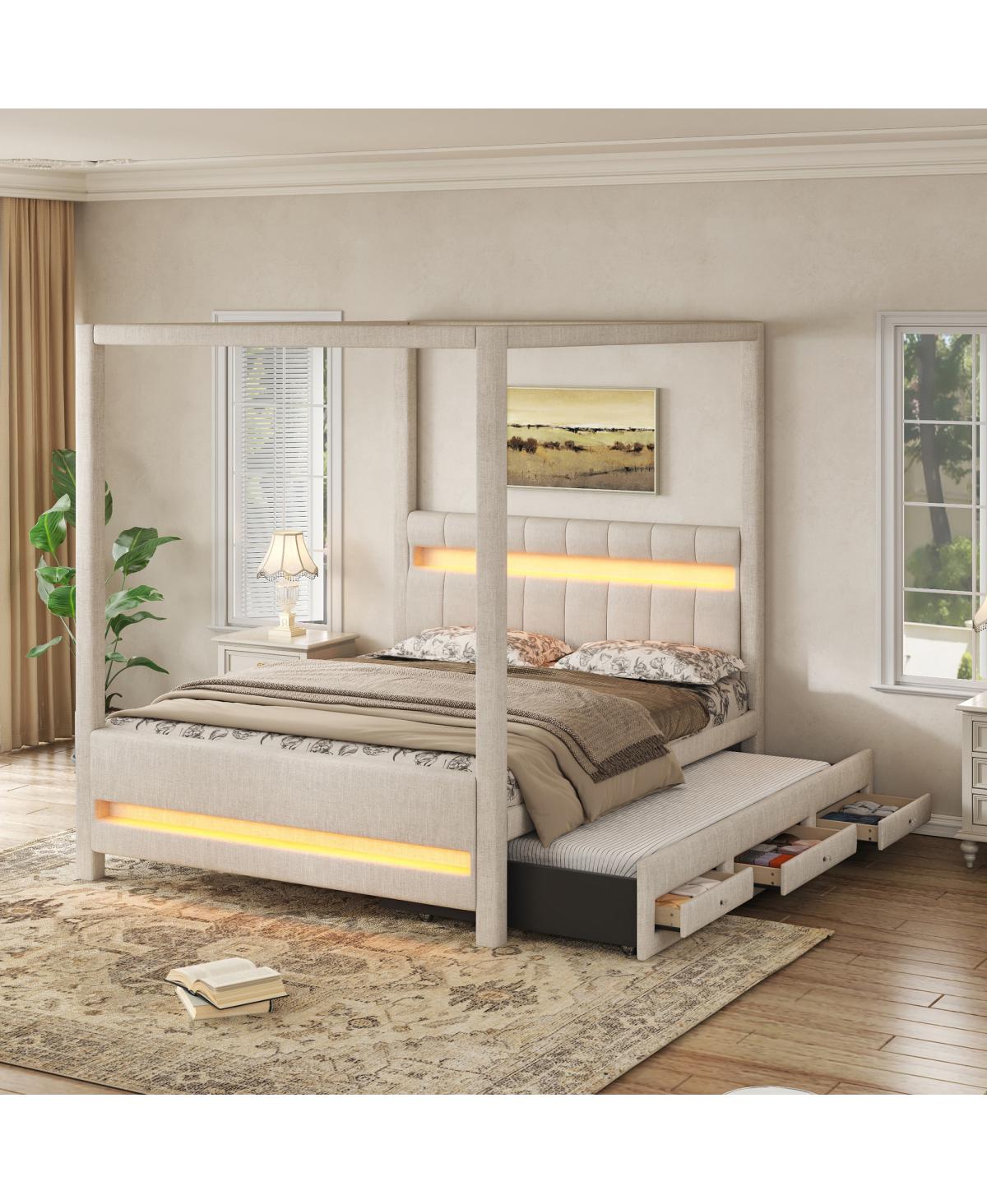 Click here for Streamdale Furniture Queen Upholstered Canopy Plat... prices