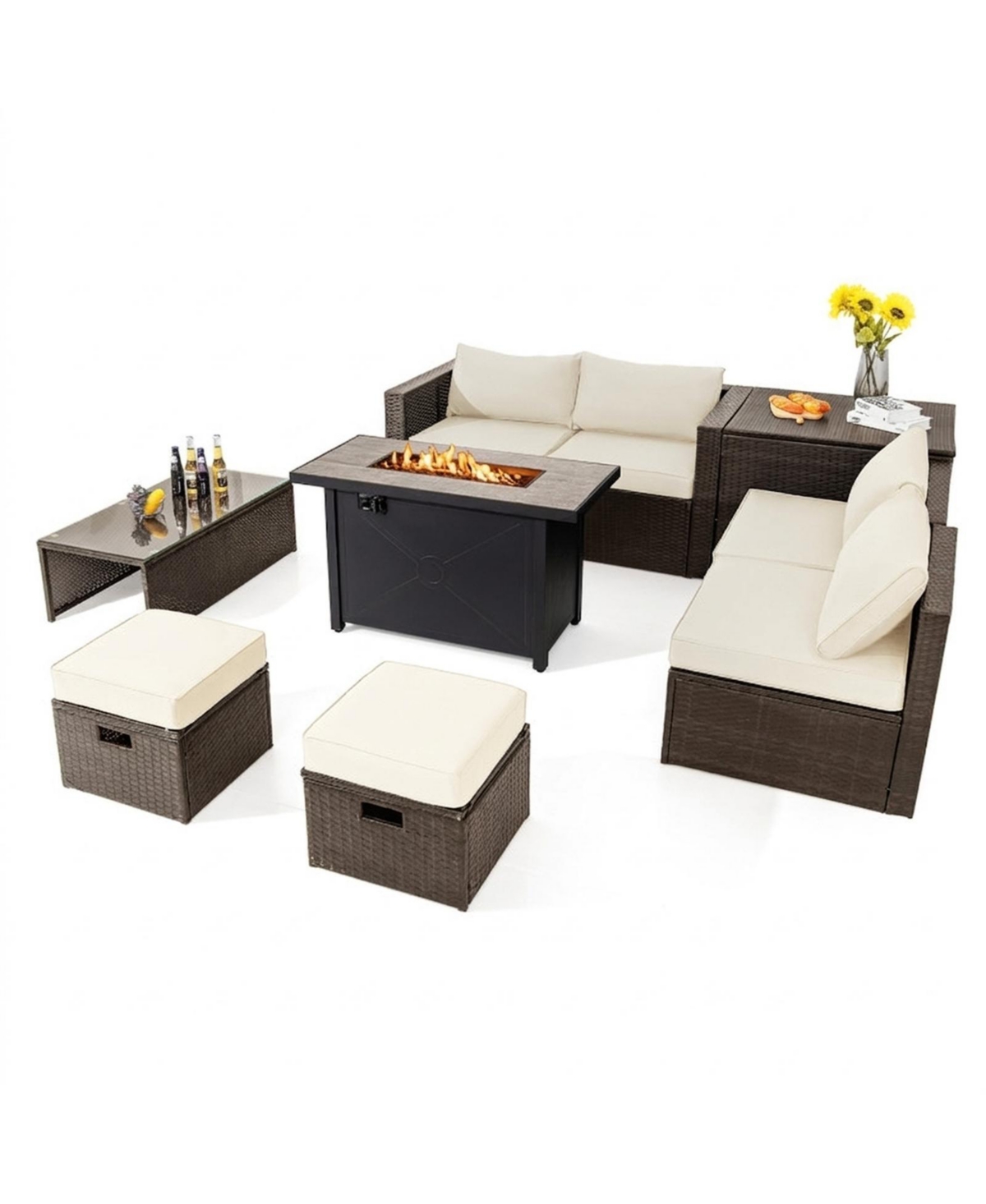 Click here for Sugift Outdoor Wicker Sectional Set with Propane F... prices