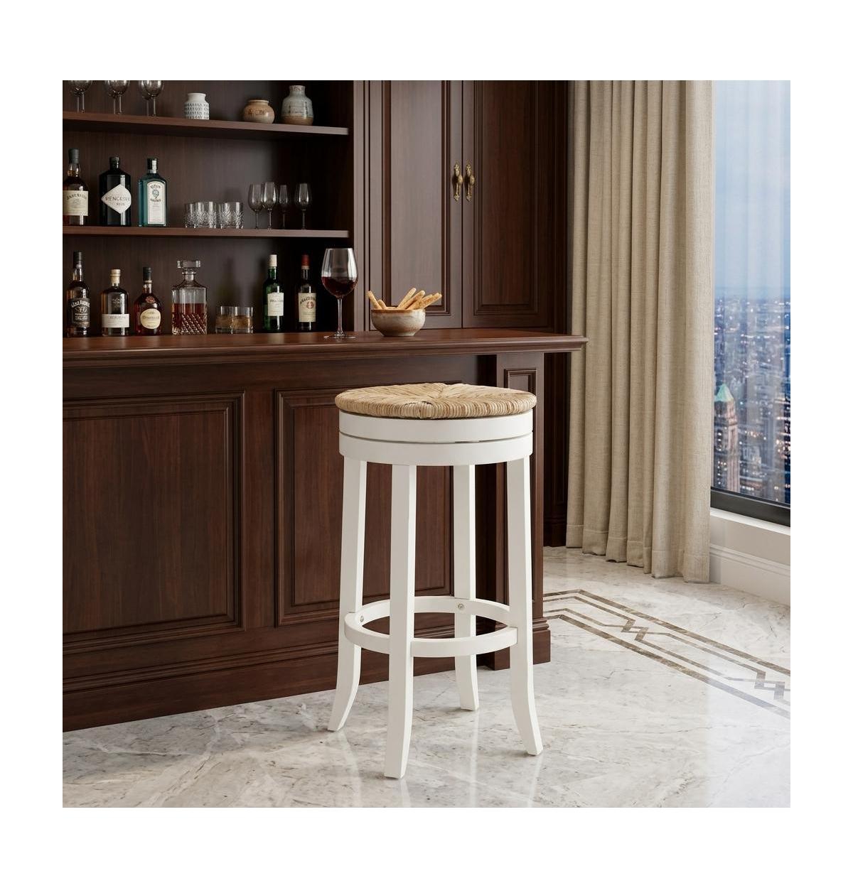 Click here for HomeRoots 30 Solid Wood Swivel Backless Bar Height... prices