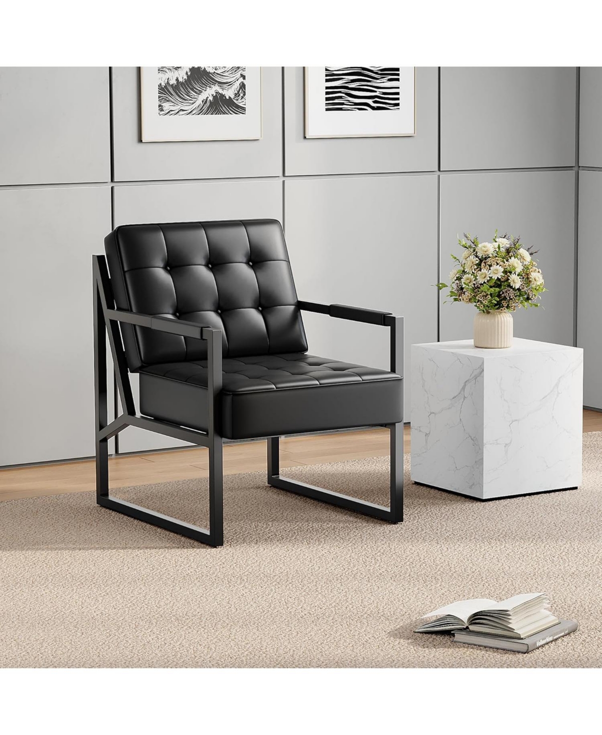 Click here for gaomon Pu Leather Accent Chair  Mid Century Modern... prices