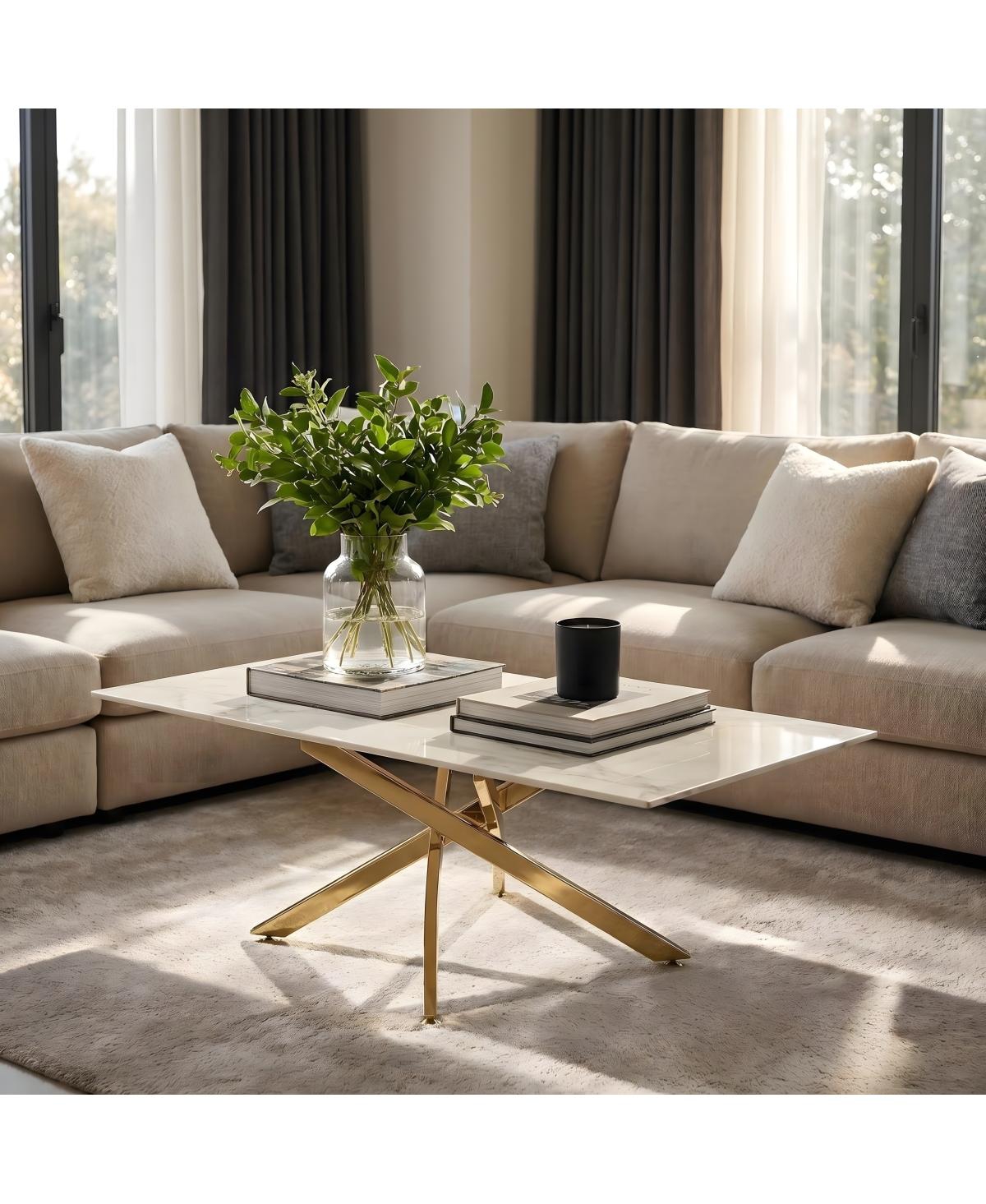 Click here for Streamdale Furniture Faux Marble and Gold Rectangu... prices