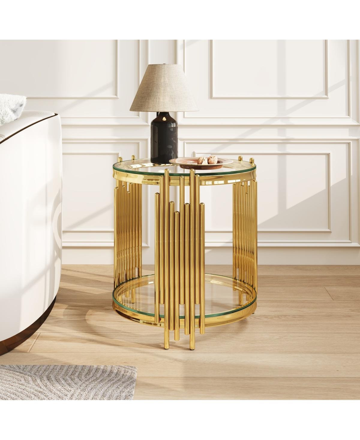Click here for Streamdale Furniture 19.7 2-Tier Round Glass End T... prices
