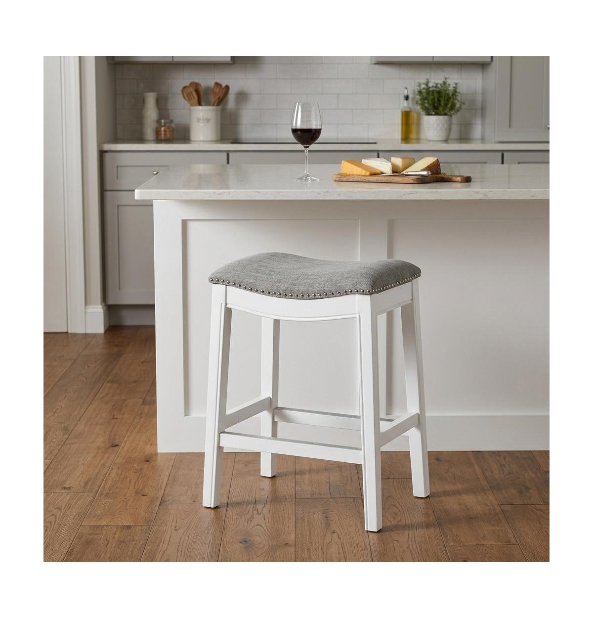 Click here for HomeRoots 26 Solid Wood and Linen Blend Backless C... prices