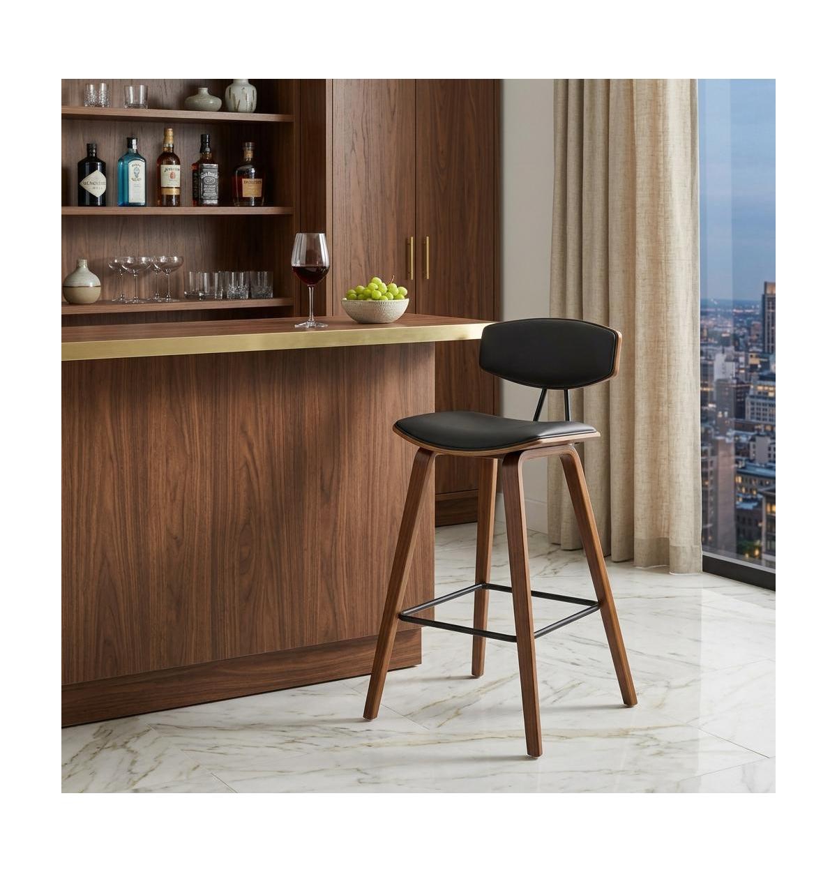 Click here for HomeRoots 29 Faux Leather and Iron Low Back Bar He... prices