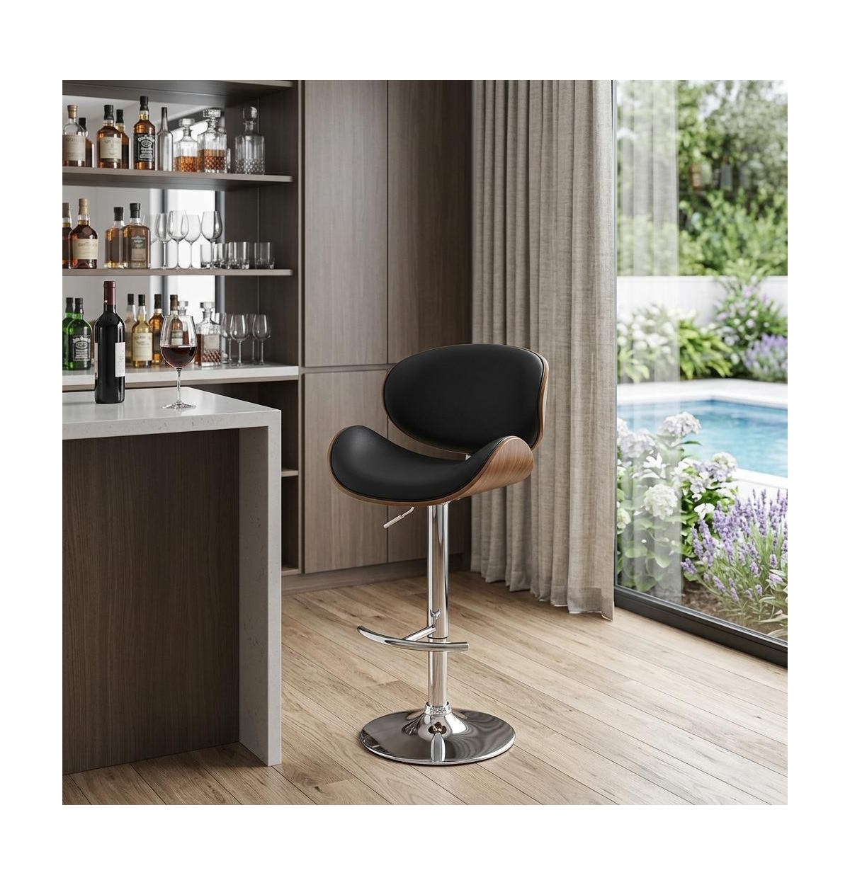 Click here for HomeRoots 25 Faux Leather and Solid Wood Swivel Lo... prices