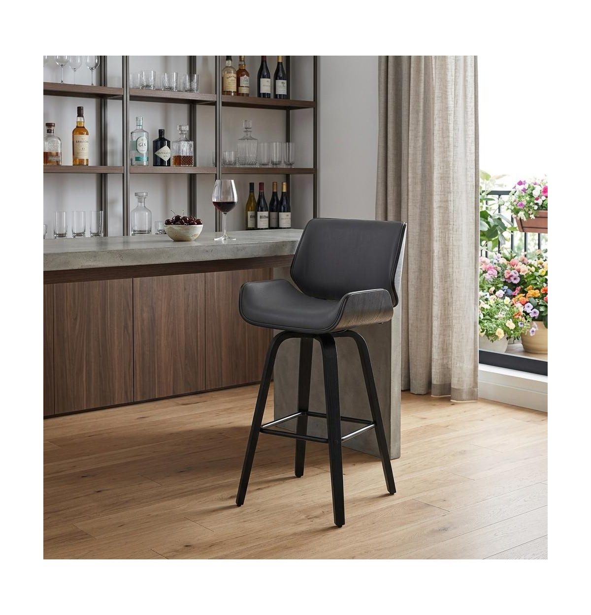 Click here for HomeRoots 30 Faux Leather and Iron Bar Height Swiv... prices