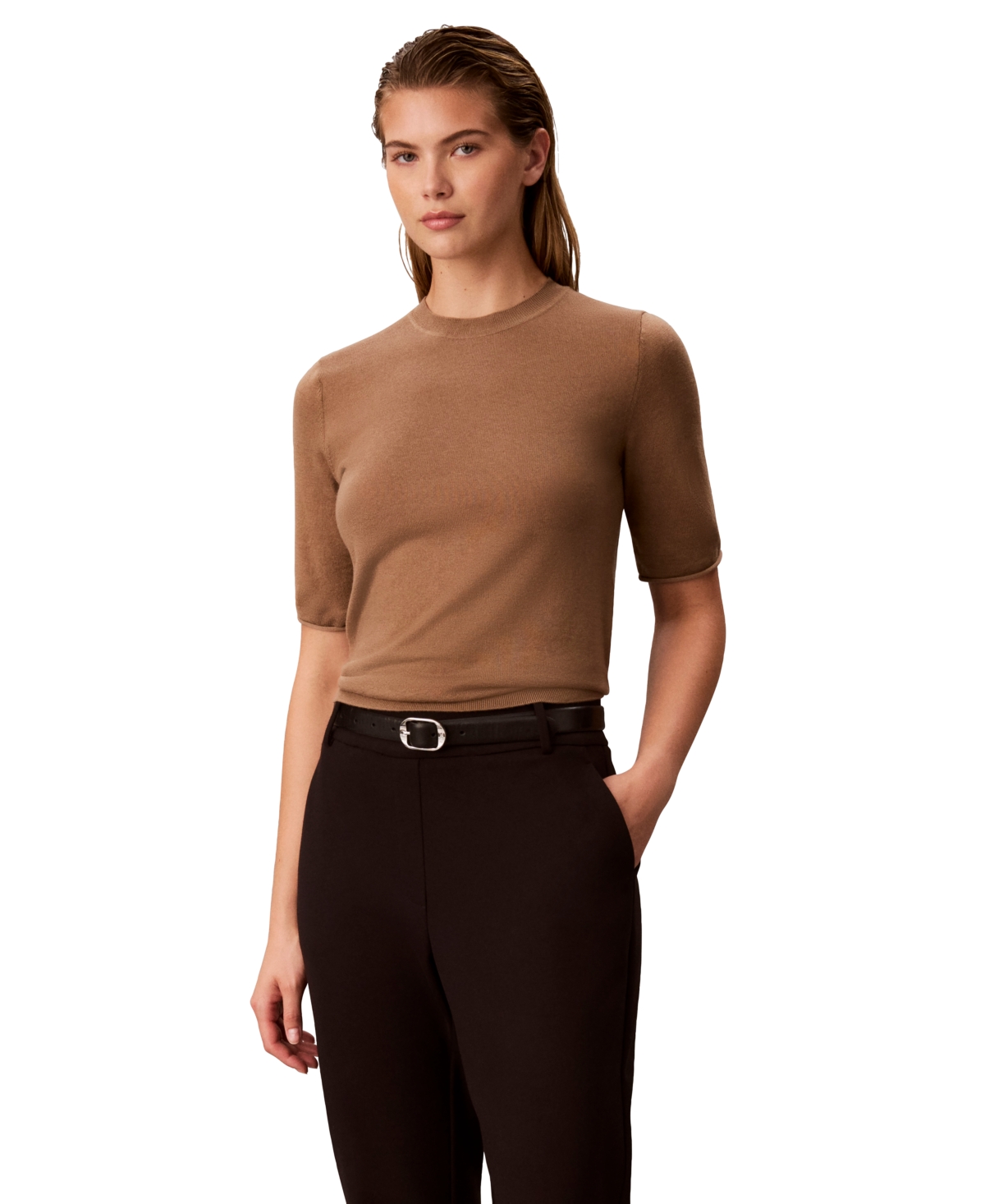 Click here for Calvin Klein Womens Crewneck Short-Sleeve Sweater... prices