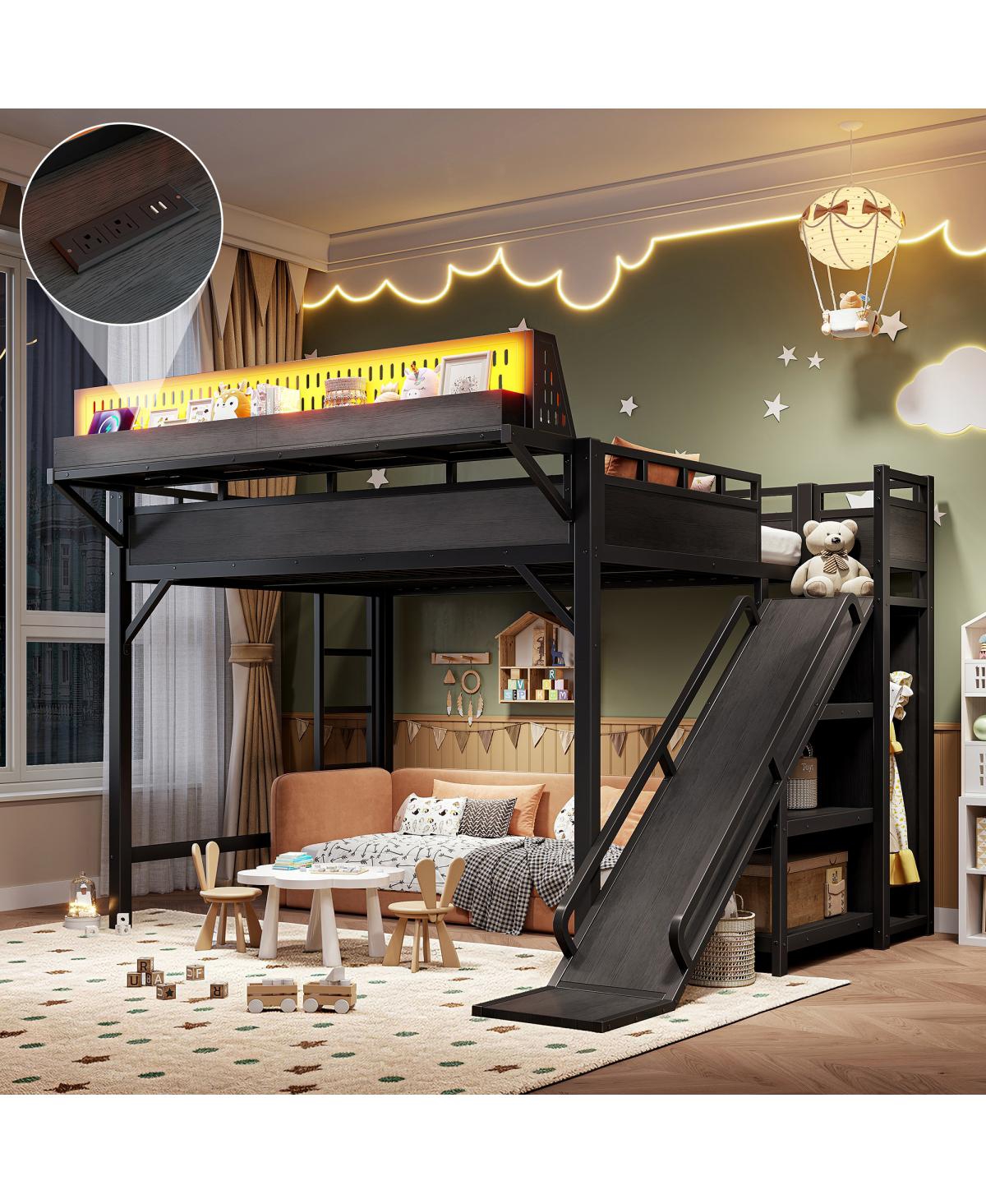 Click here for Streamdale Furniture Queen Loft Bed with Slide  St... prices