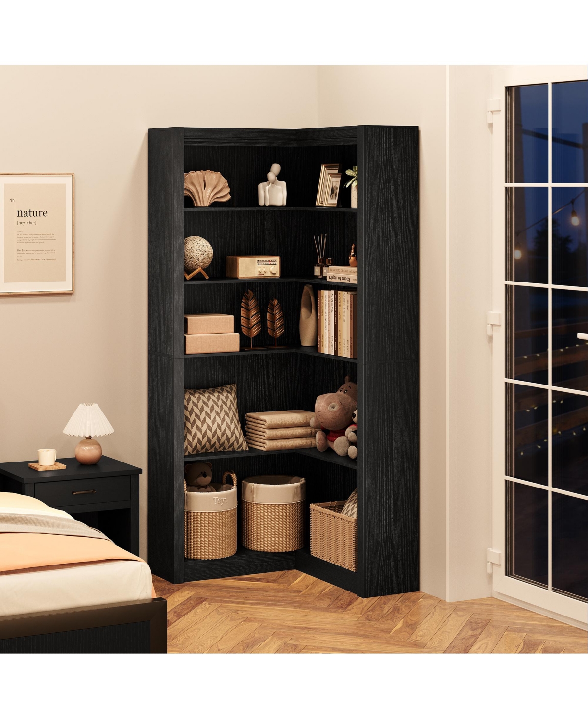 Click here for homfan 71.8 L-Shaped Farmhouse Corner Bookshelf  5... prices