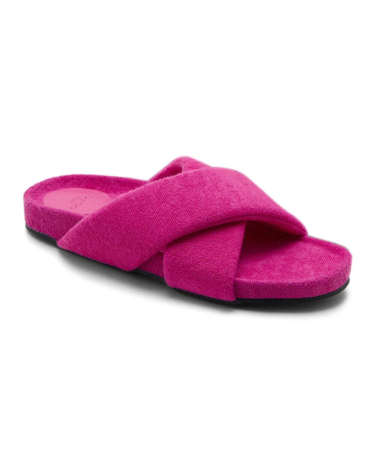 Mango Womens Crossed Straps Terry Slippers - Fuchsia