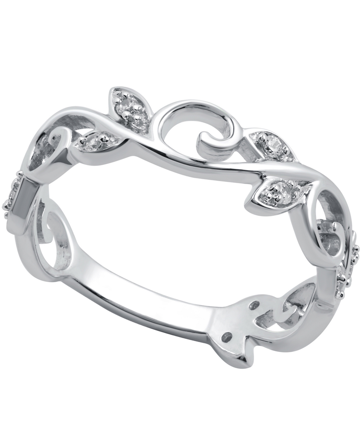 Click here for Diamond Vine & Leaf Ring (1/10 ct. t.w.) in Sterli... prices