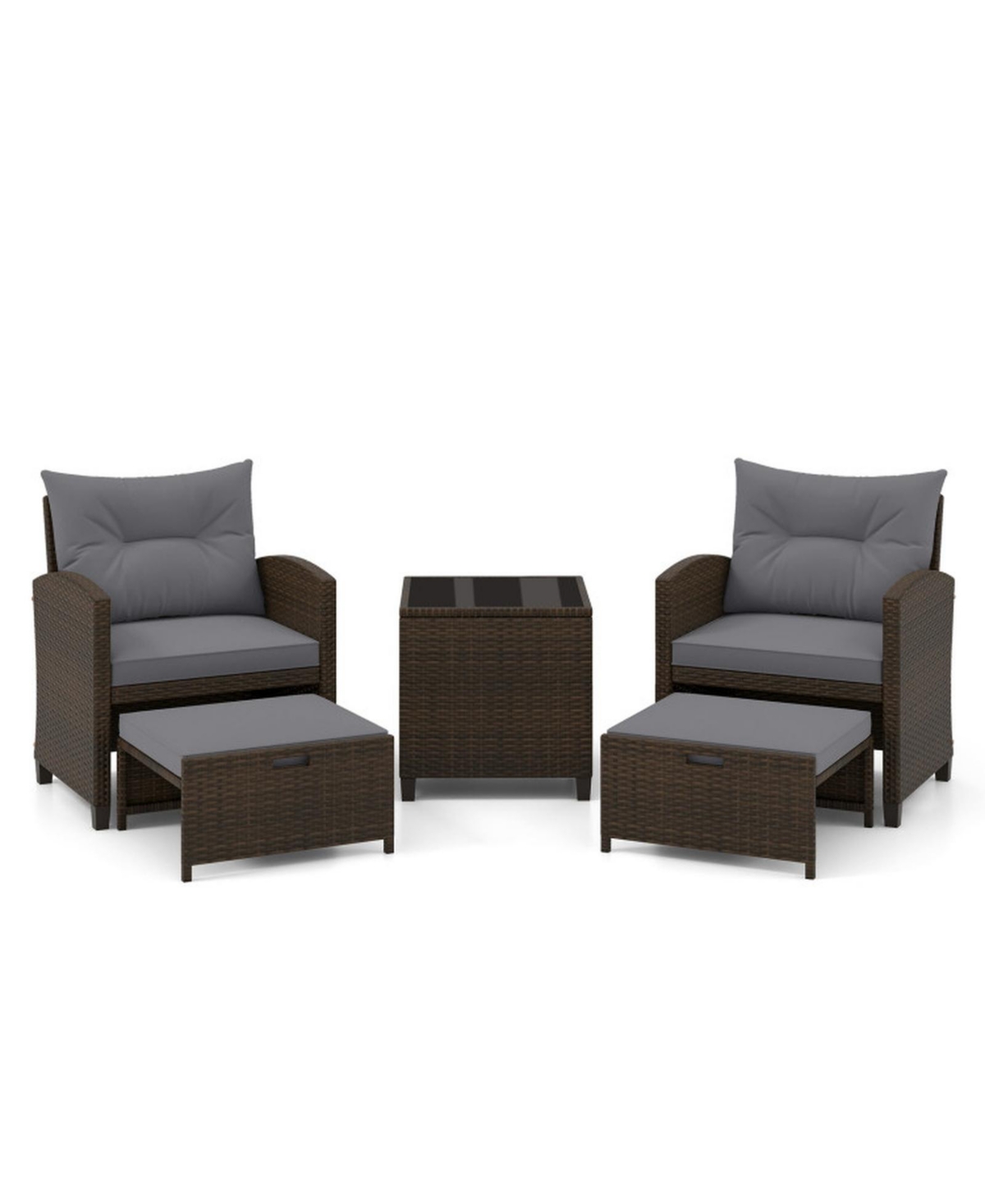 Click here for Sugift 5-Piece Rattan Patio Chair Set with 2 Ottom... prices