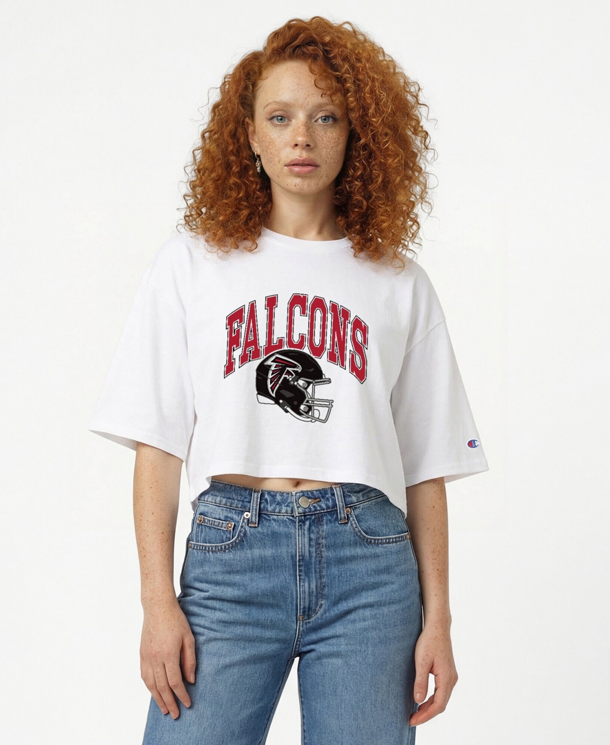 Click here for Champion Womens White Atlanta Falcons Boyfriend Cr... prices