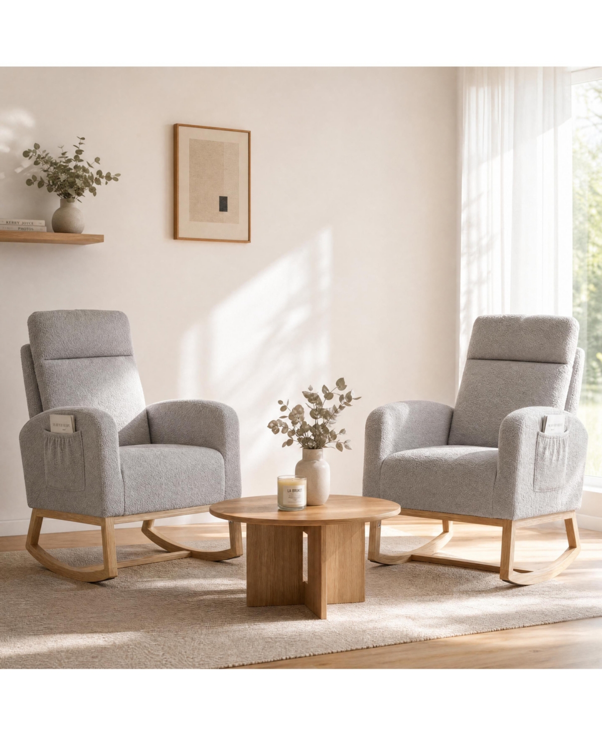 Click here for homfan Set of 2 Rocking Chairs  Sherpa Upholstered... prices