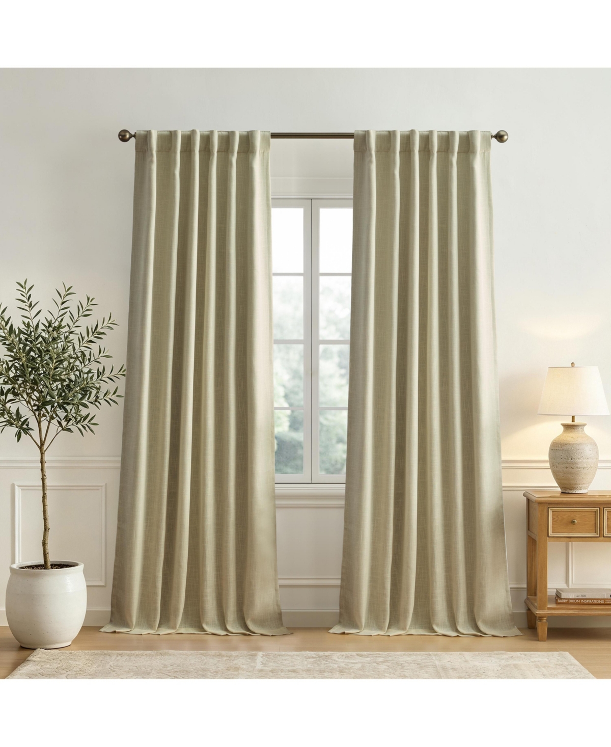 Click here for Lenox Serene Linen Blend Blackout Back Tab/Rod Poc... prices