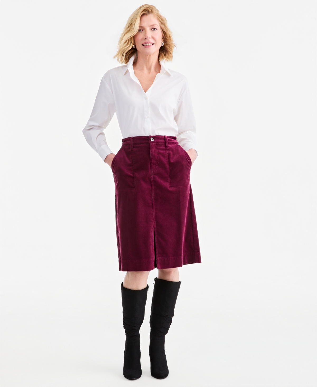 Click here for Style & Co Womens High-Rise Corduroy Midi Skirt  M... prices