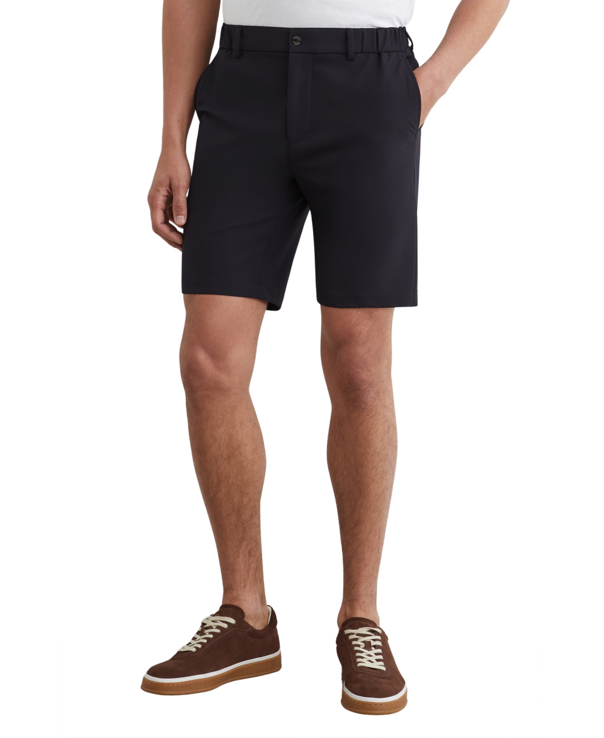 Click here for Reiss Mens Drill Technical Stretch Shorts - Navy prices