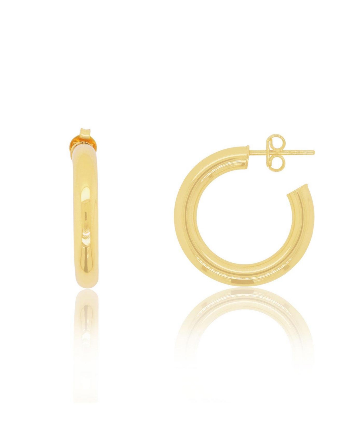 Click here for The Lovery Gold Tube Hoop Earrings 14K Gold 23 mil... prices