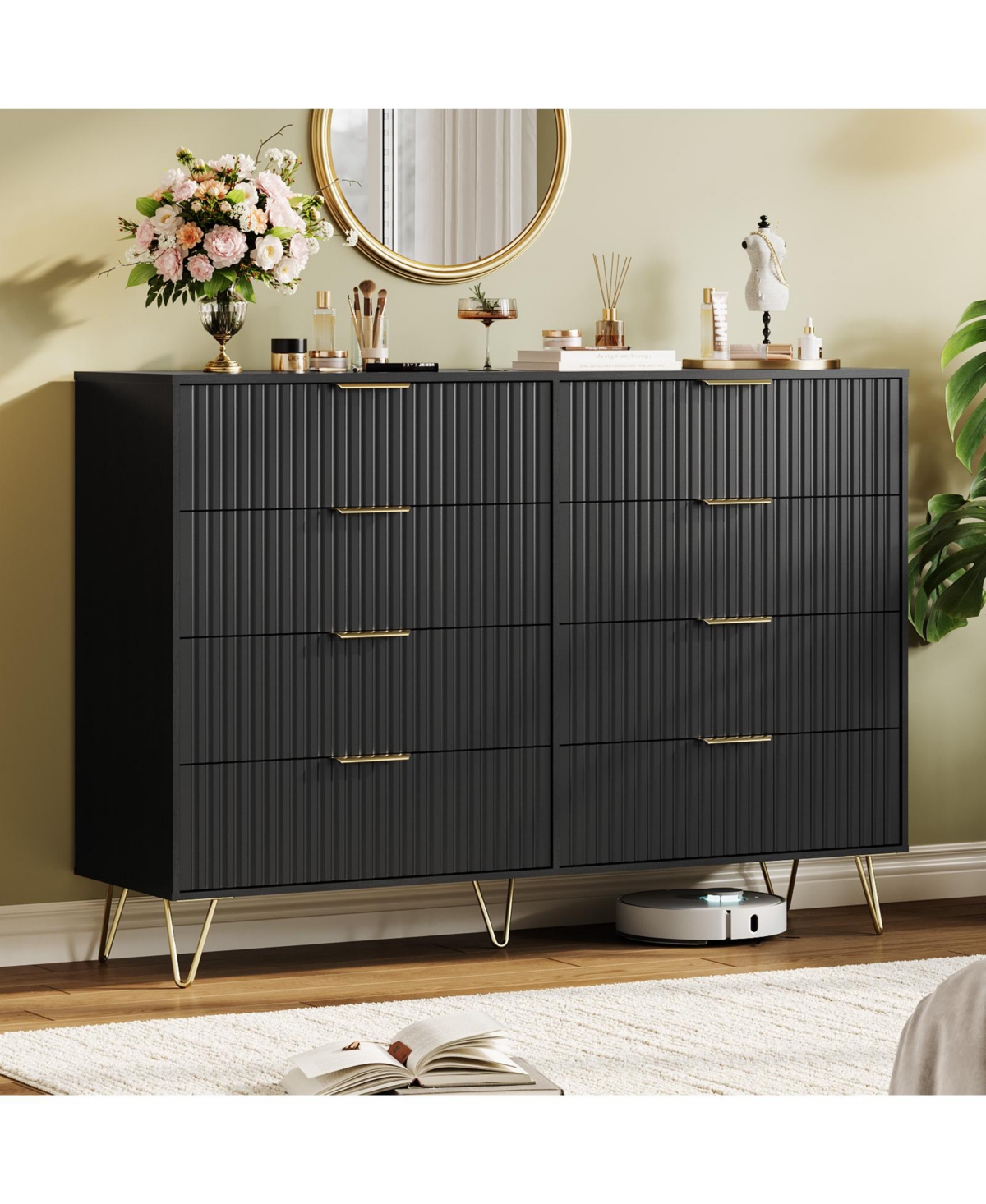 Click here for homfan Modern 8-Drawer Fluted Dresser with Metal H... prices