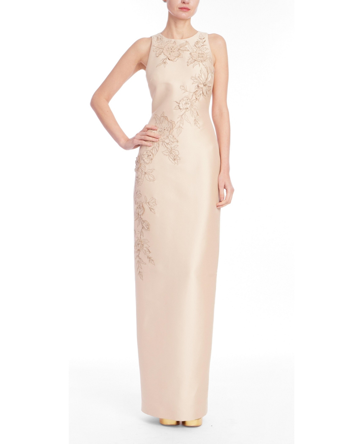 Click here for Badgley Mischka Womens Beaded Floral Column Gown prices