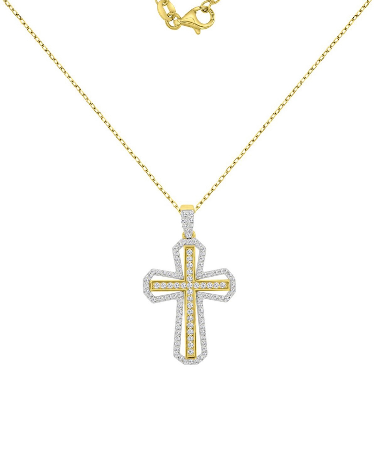 Click here for Macys Gold and Silver-Plated Two-Tone Cross Neckla... prices