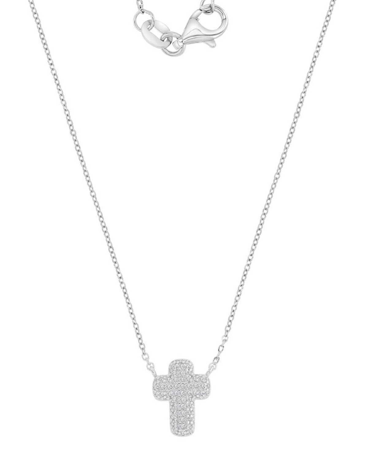 Click here for Macys Silver-Plated Pave Cross Charm Necklace - Si... prices