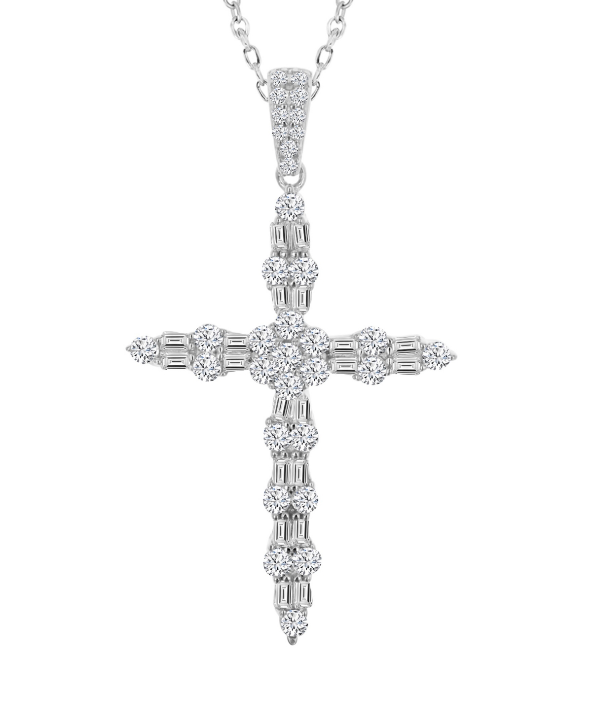 Click here for Macys Mixed Cut Cross Pendant Necklace - Silver prices